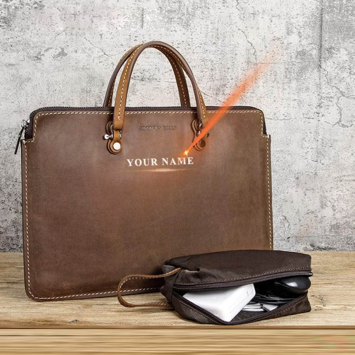 Premium Genuine Leather 13.3” Laptop Bag - Leatherya